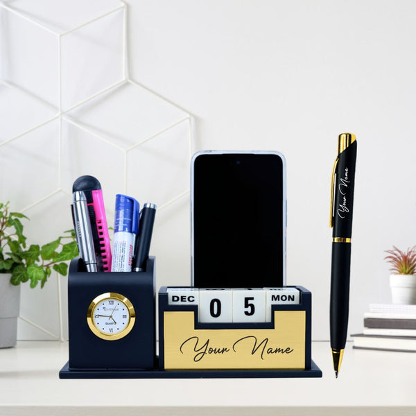 Engraved Desk Clock & Pen Set - Best Personalized Gift – Giftana