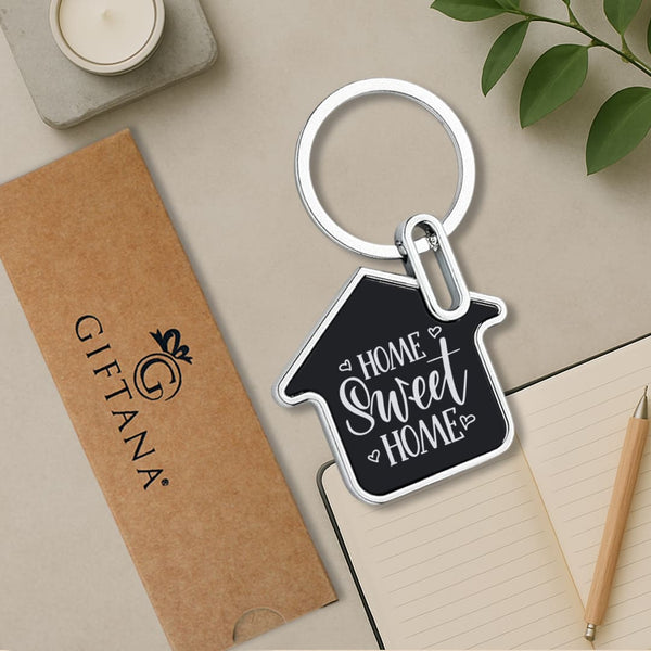 Elegant Black Home Shape Keychain : Stylish Gift Idea – Giftana